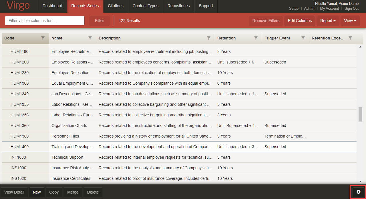 Record Series Configuration Options